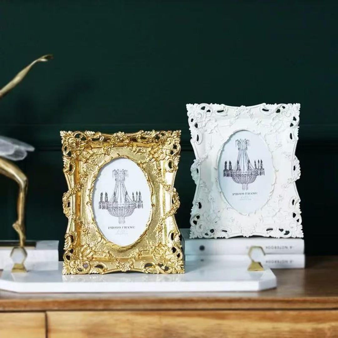 Vintage Gold Embossed Picture Frames, Classical White 4 X 6 Inch Photo ...