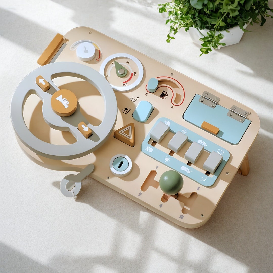 Montessori Car Busy Board, Baby Puzzle Sensory Activity, Baby Birthday ...