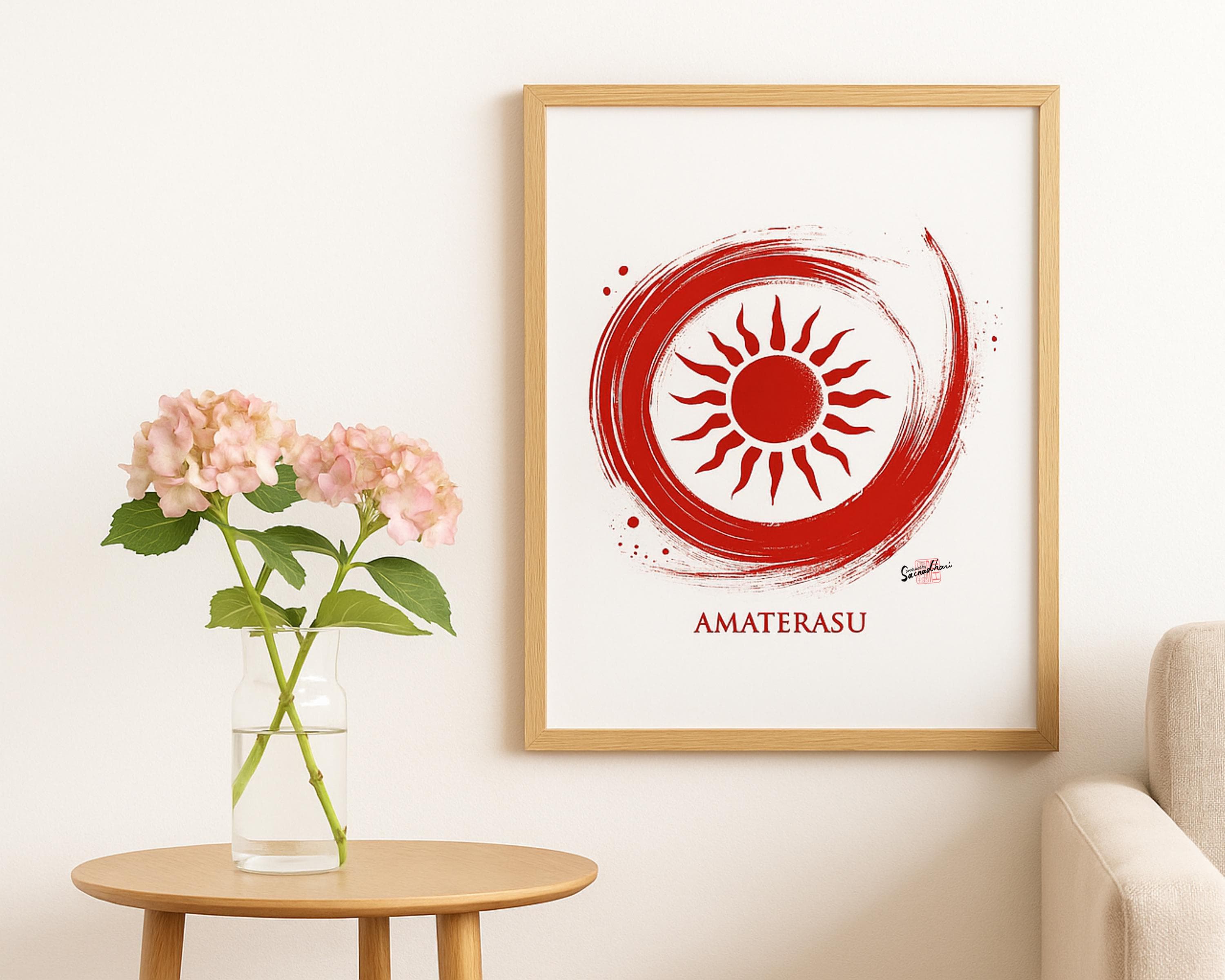 Amaterasu Sun Goddess Print: Japanese Shinto Symbol Wall Art (digital ...