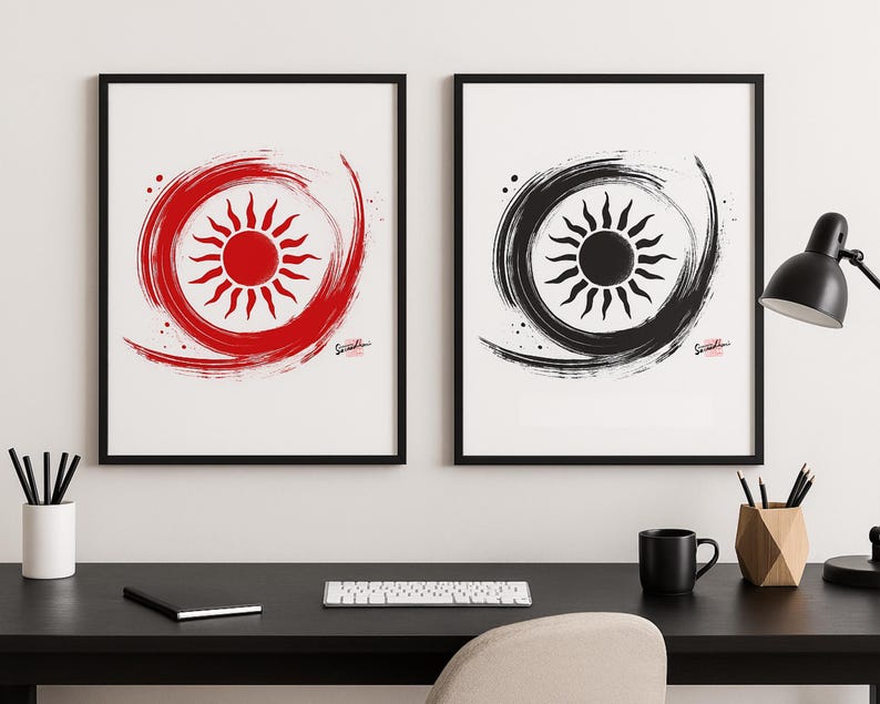 Amaterasu Sun Goddess Print: Japanese Shinto Symbol Wall Art (digital ...
