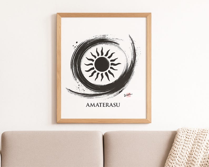 Amaterasu Sun Goddess Print: Japanese Shinto Symbol Wall Art (digital ...
