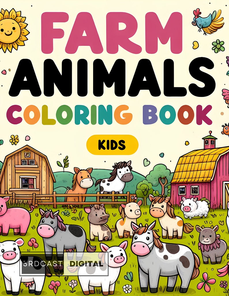 Farm Animals Coloring Book for Kids Printable 20 Pages Animal Coloring ...
