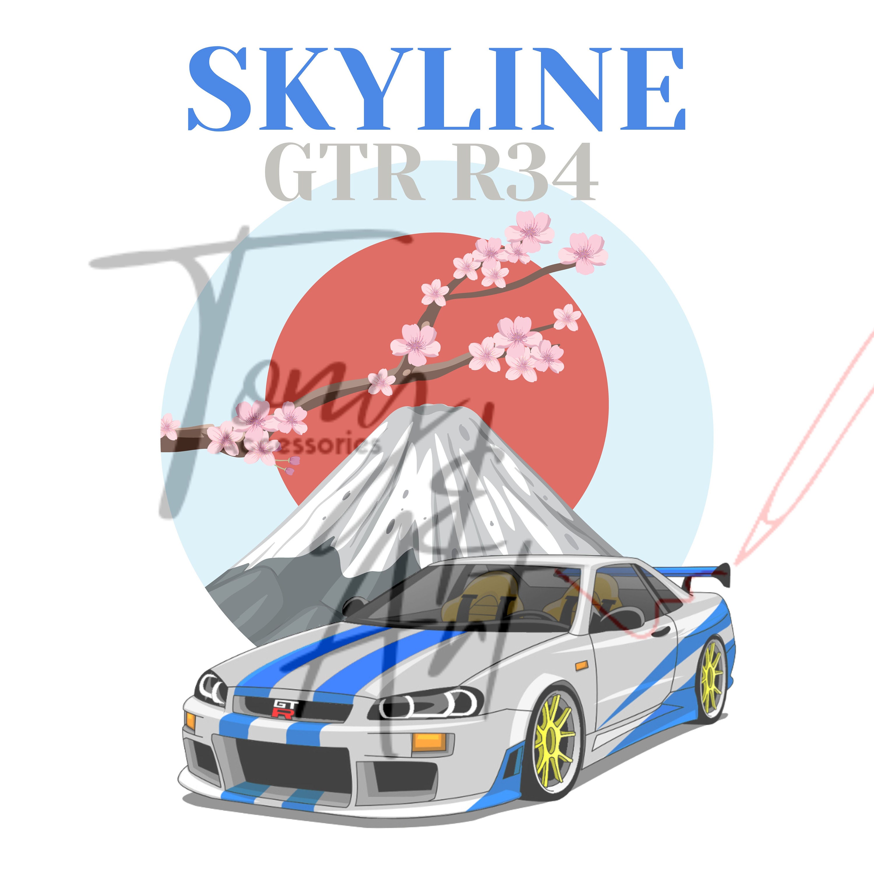 Skyline Gtr R34 Png, Skyline Gtr R34 Digital Image - Etsy
