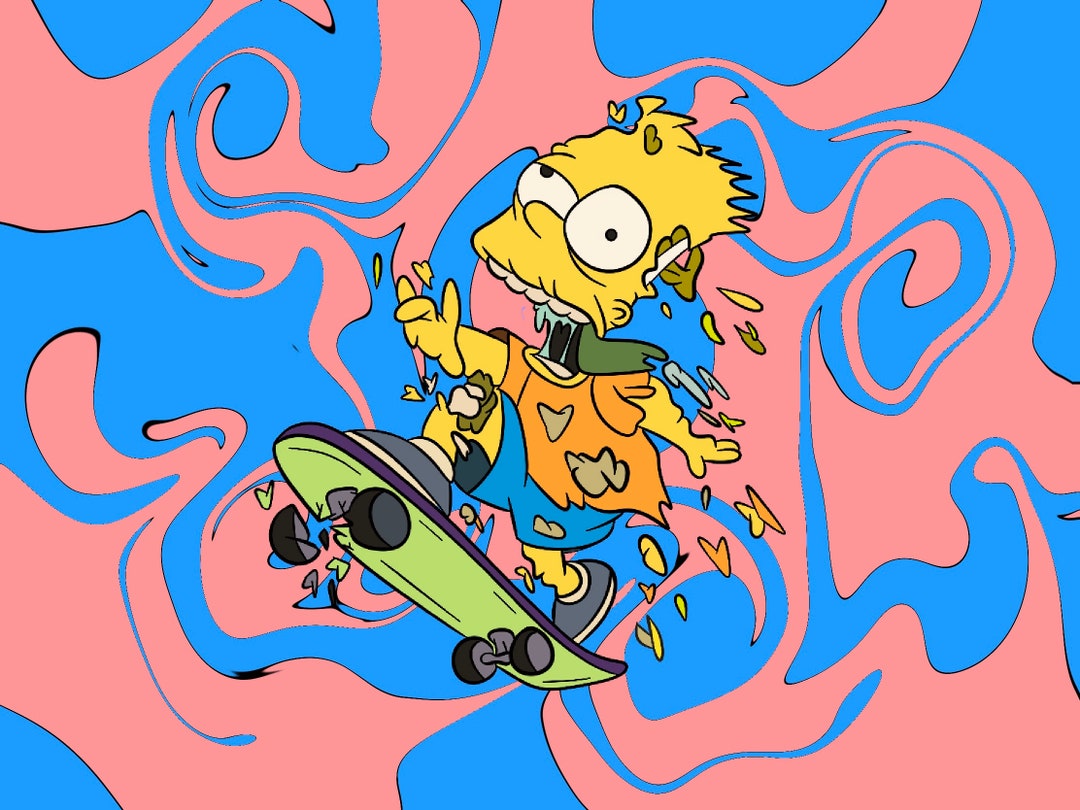 Deconstructed Bart Simpson Original Art Print Tie Dye A4 Print Simpsons ...