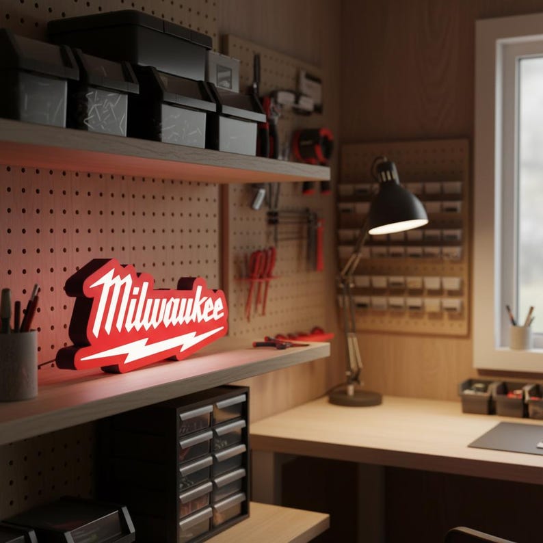 Milwaukee LED Lightbox | Garage & Workshop Decor | Man Cave Light ...