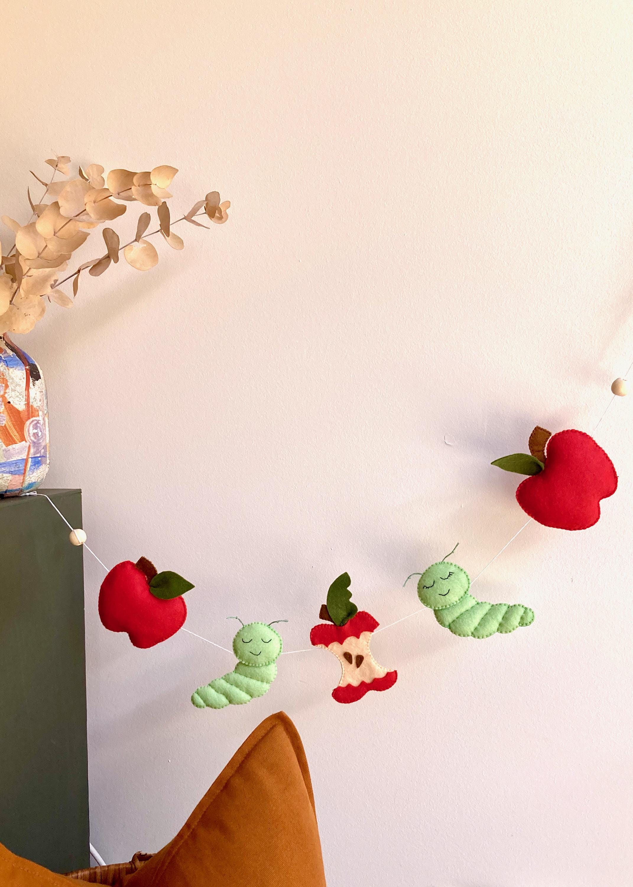 Apples & Worms Felt Garland Wall Decor Banner / Wall Hanging Kids ...