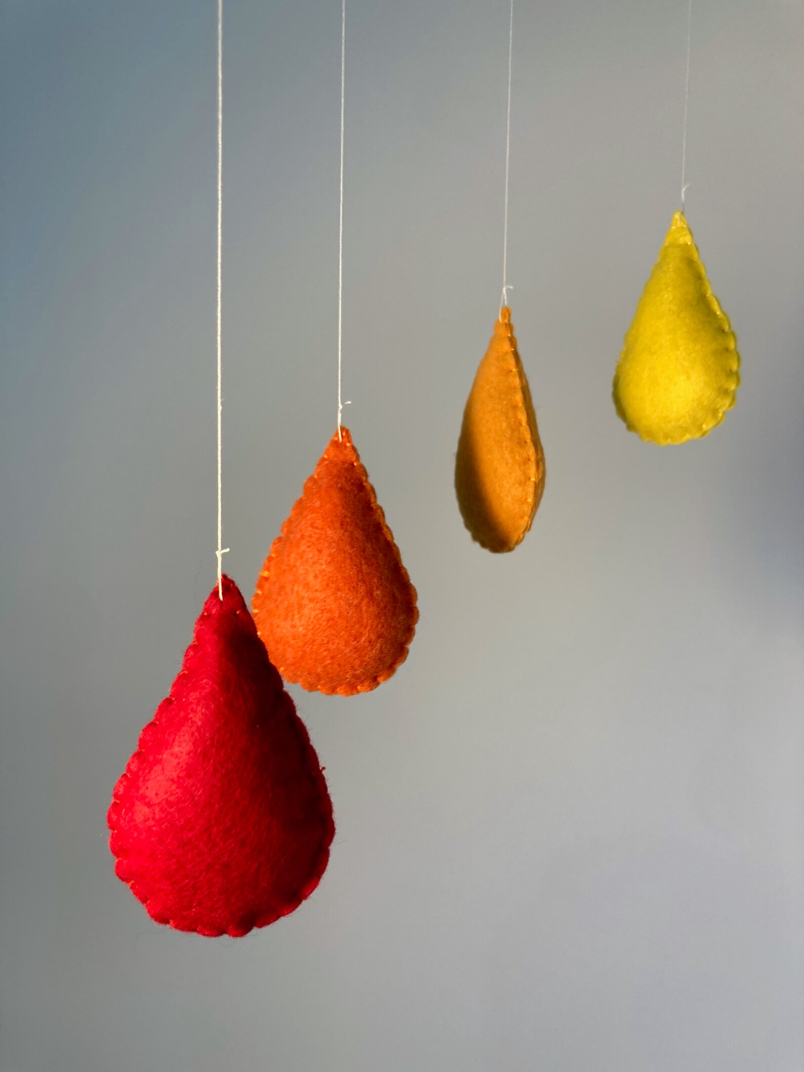 Cascading Rainbow Raindrops (x12) + Cloud Felt Baby Nursery Mobile ...