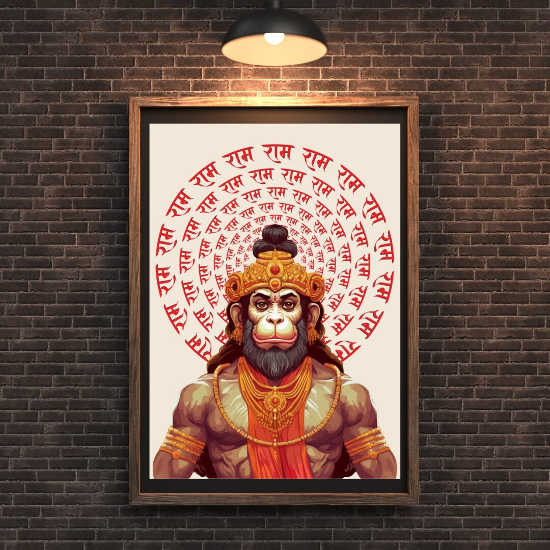 Hanuman Art Wall Decor Art Prints Ram Naam Poster Hanuman Print Hanuman ...