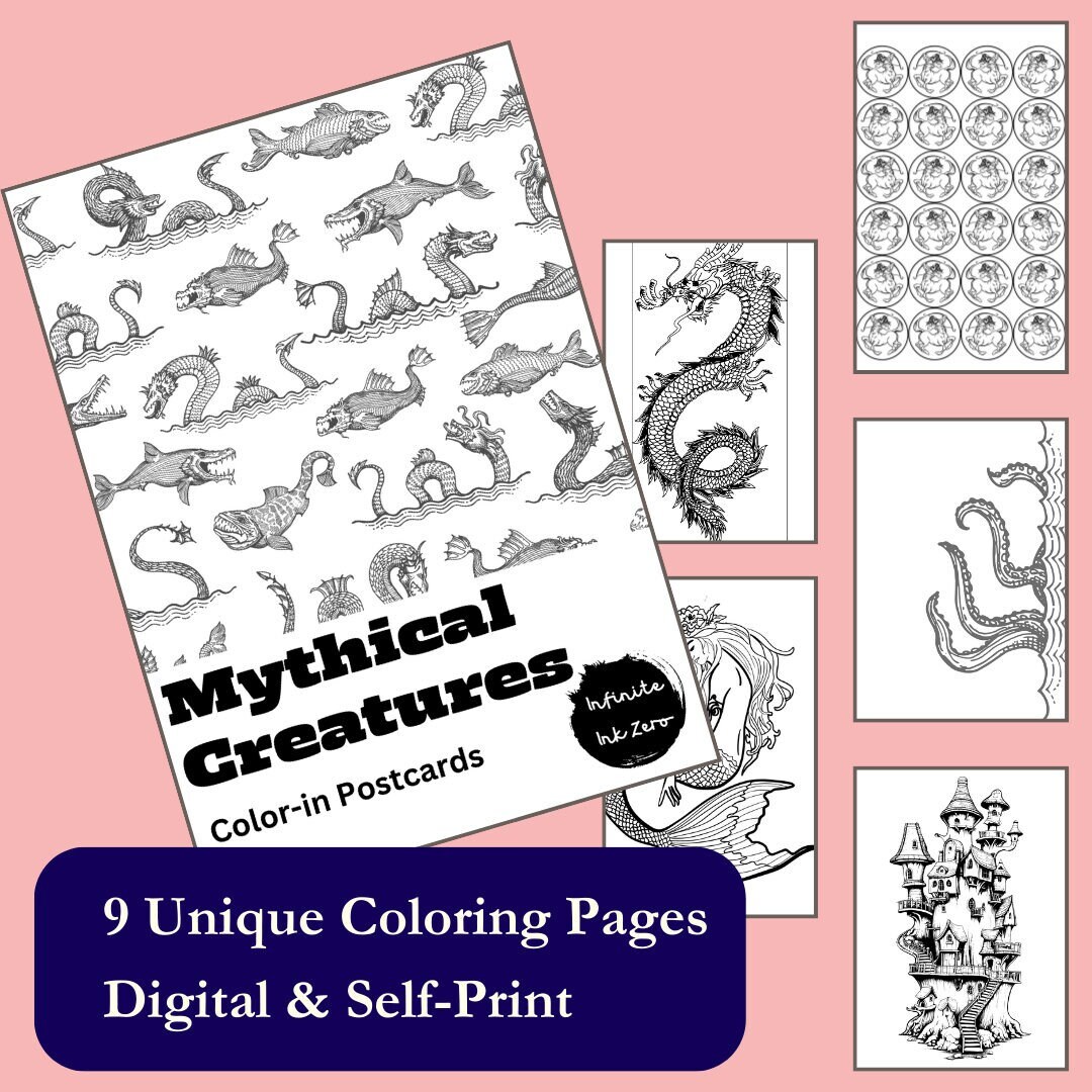 Coloring Book Mythical Creature Theme, Coloring Book for Adults ...