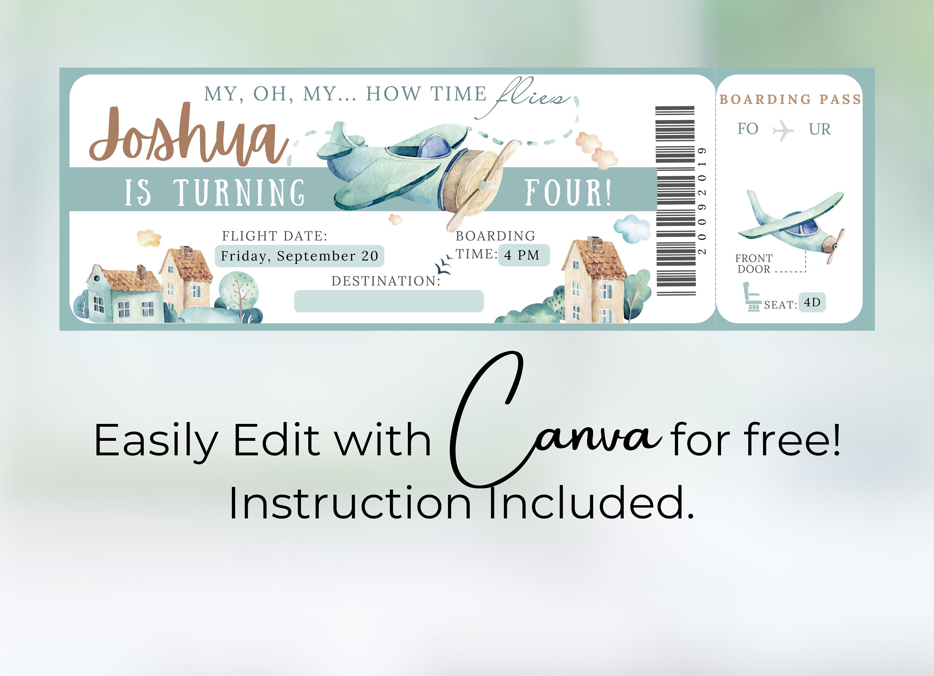 Boarding Pass, Airplane Invitation, Birthday Invite, Planes, Ticket ...