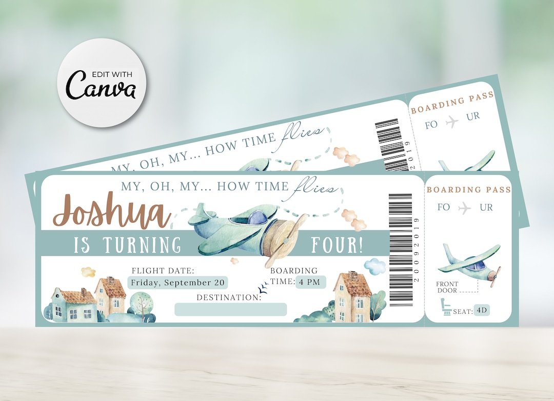 Boarding Pass, Airplane Invitation, Birthday Invite, Planes, Ticket ...