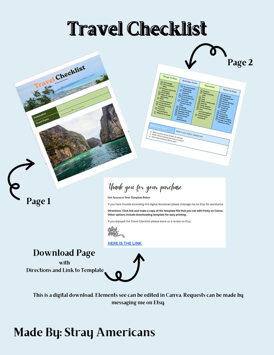 Easy International Travel Checklist 2024 - Etsy