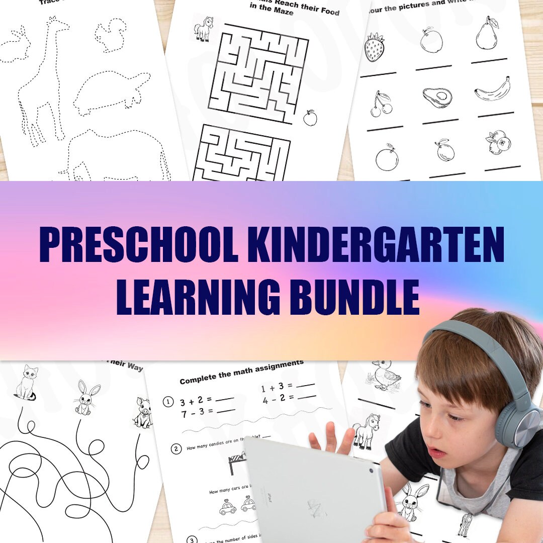 Preschool Kindergarten Learning Bundle | 8 Pages Printable Activity ...