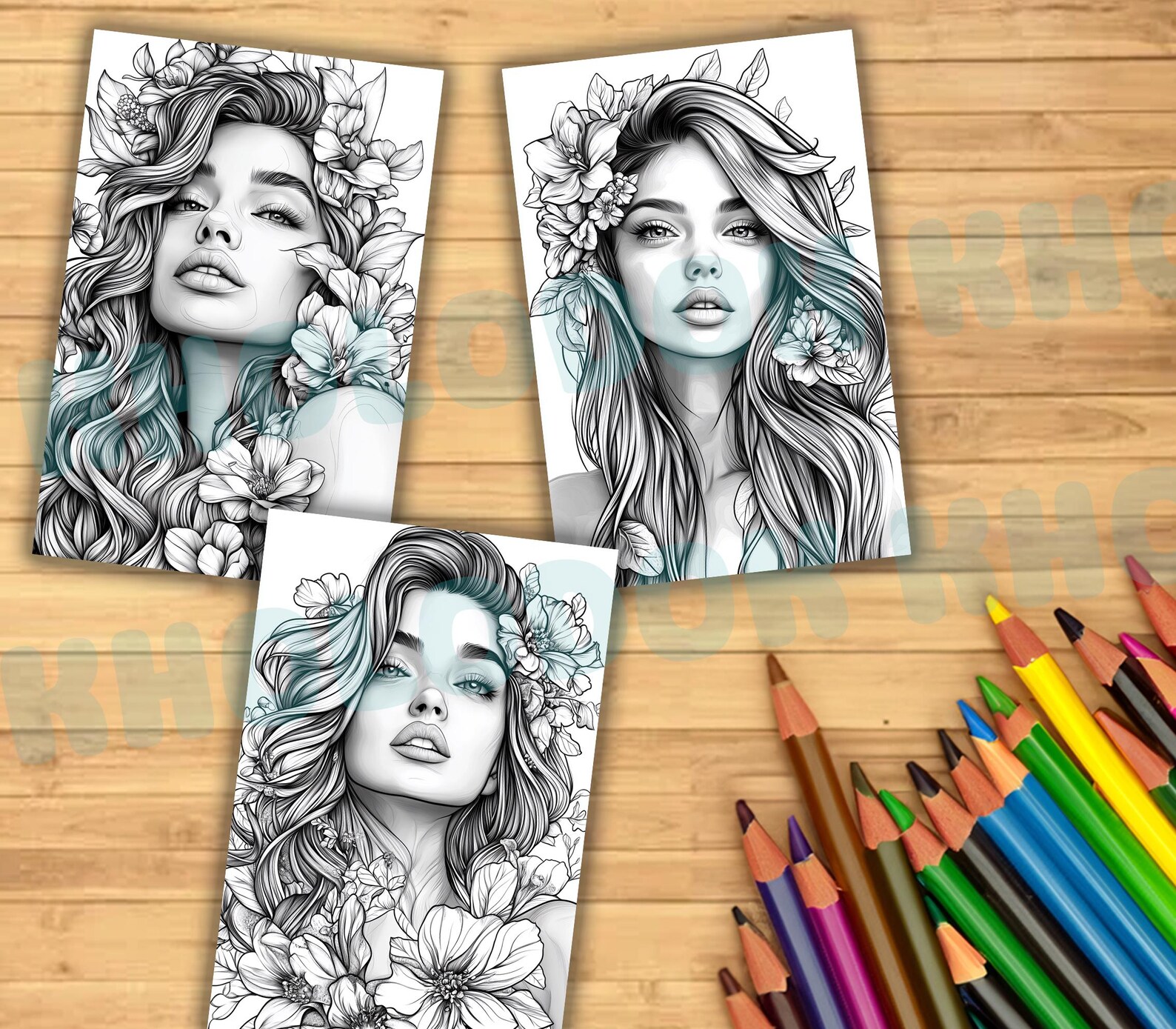 30 Elegant Woman Color Pages. Digital Coloring Book for Kids. Coloring ...