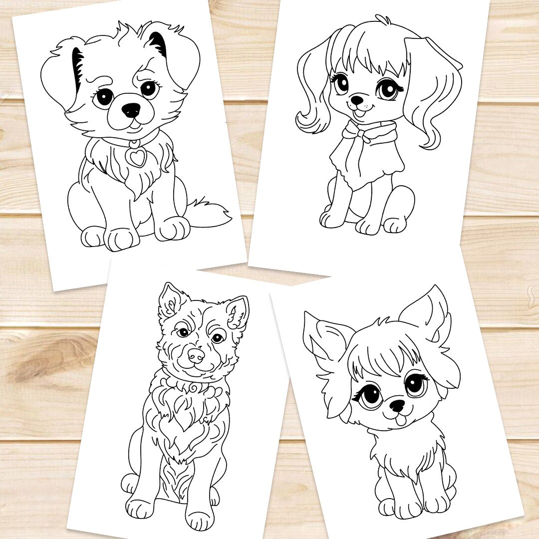 10 Easy Dogs Coloring Pages for Kids, Preschoolers, Digital Coloring ...