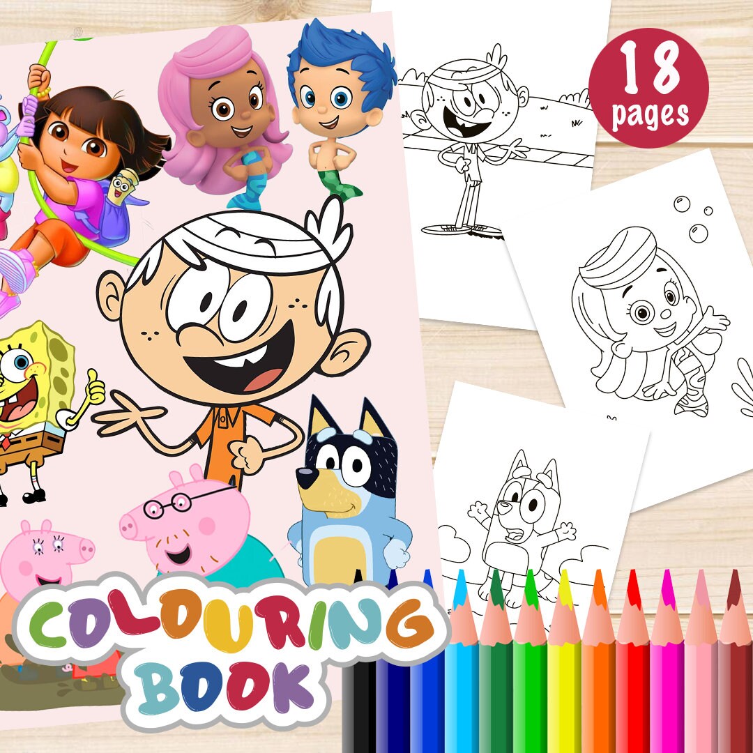 18 Cartoon Coloring Book, Kids Coloring Book, Kids Coloring Pages, Easy ...