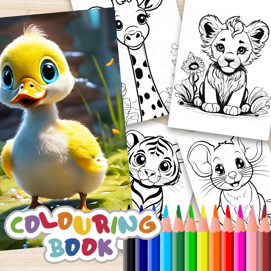 Animals Children Coloring Book, Adorable Wild Creatures Printable ...