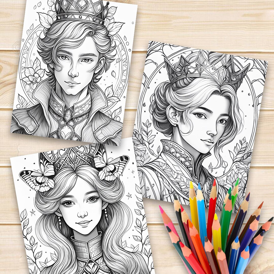 30 Queen and King in Wonderland Coloring Book, Adult Coloring Books for ...