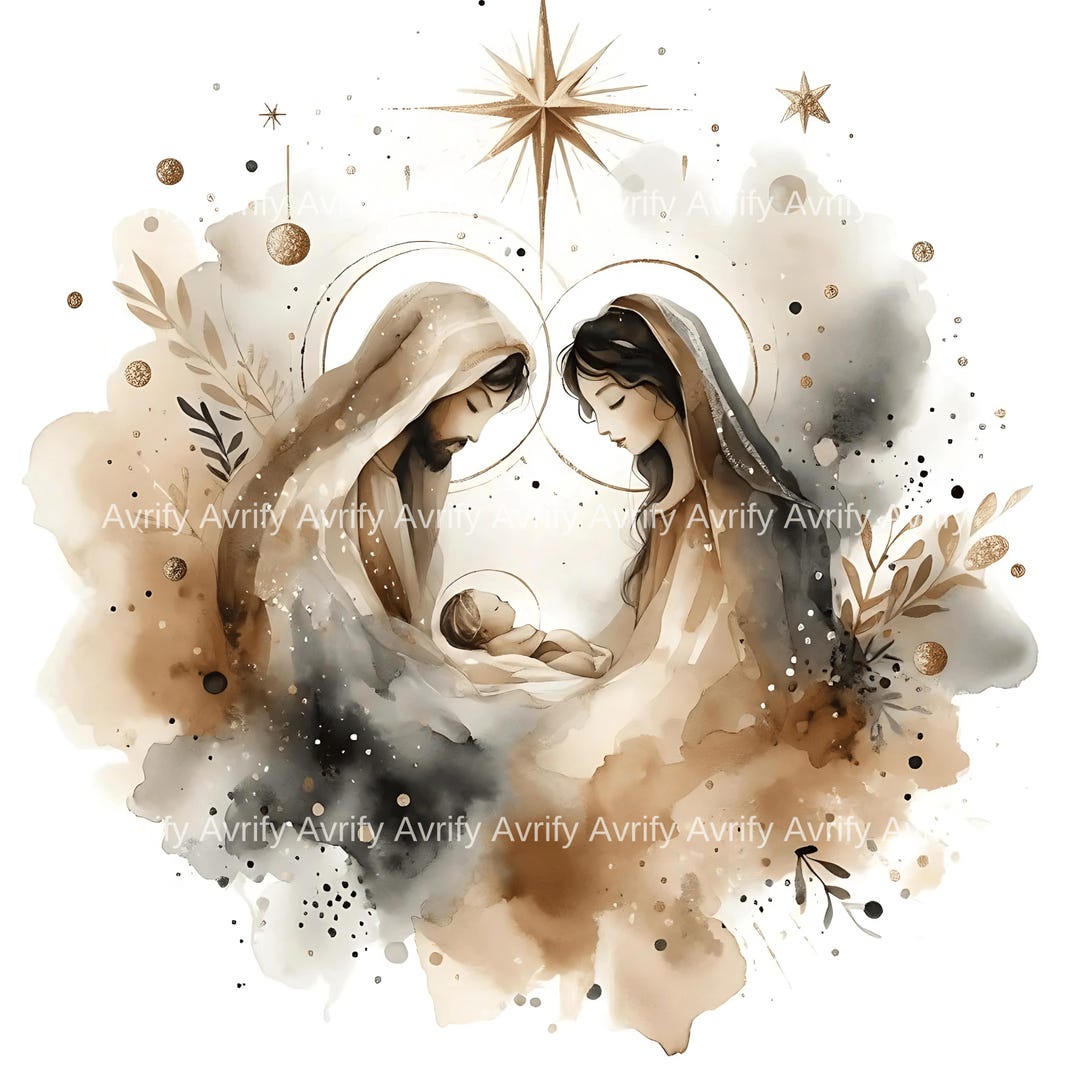 20 Clipart crèche mignon Sainte famille bébé Jésus mangeoire Bethléem ...