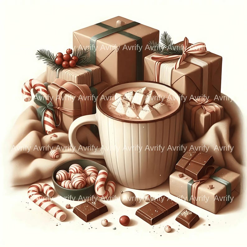 20 Christmas Coffee Clipart Bundle Hot Cocoa Holiday Latte Clip Art ...