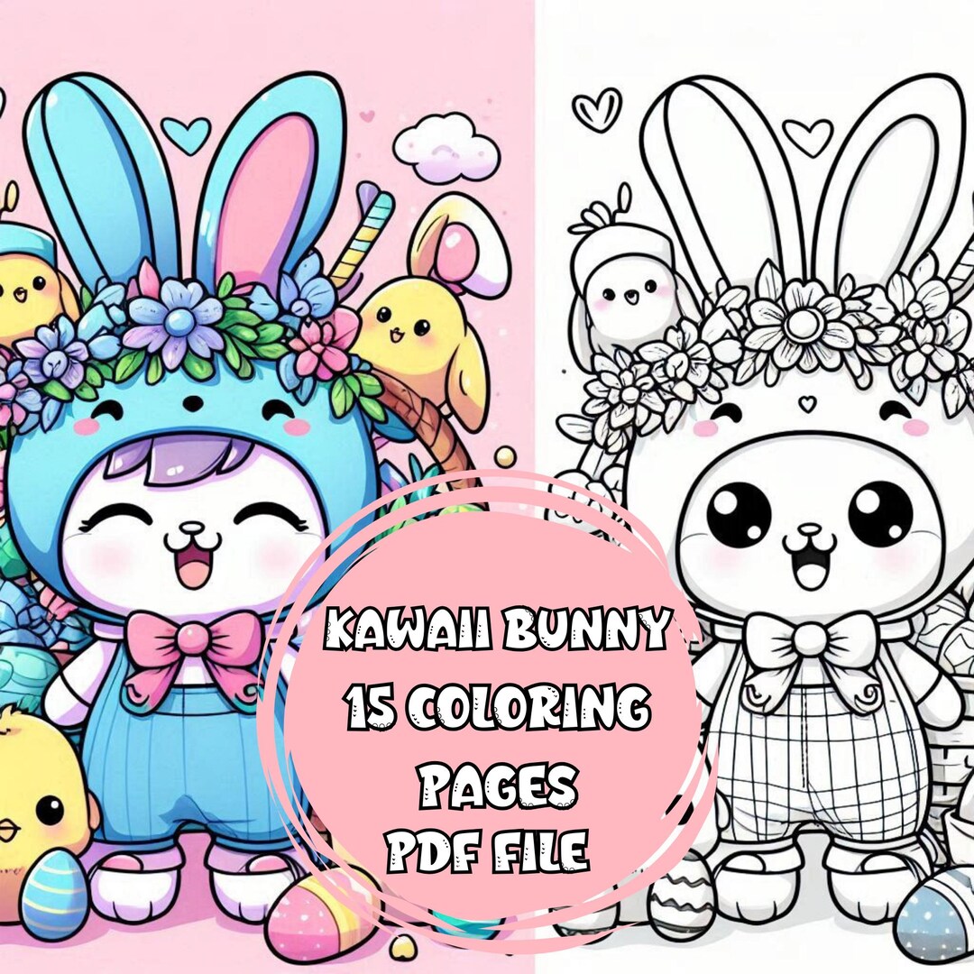 Easter Coloring, Bunny Coloring, Kawaii Bunny, Cute Coloring Book, Kids ...