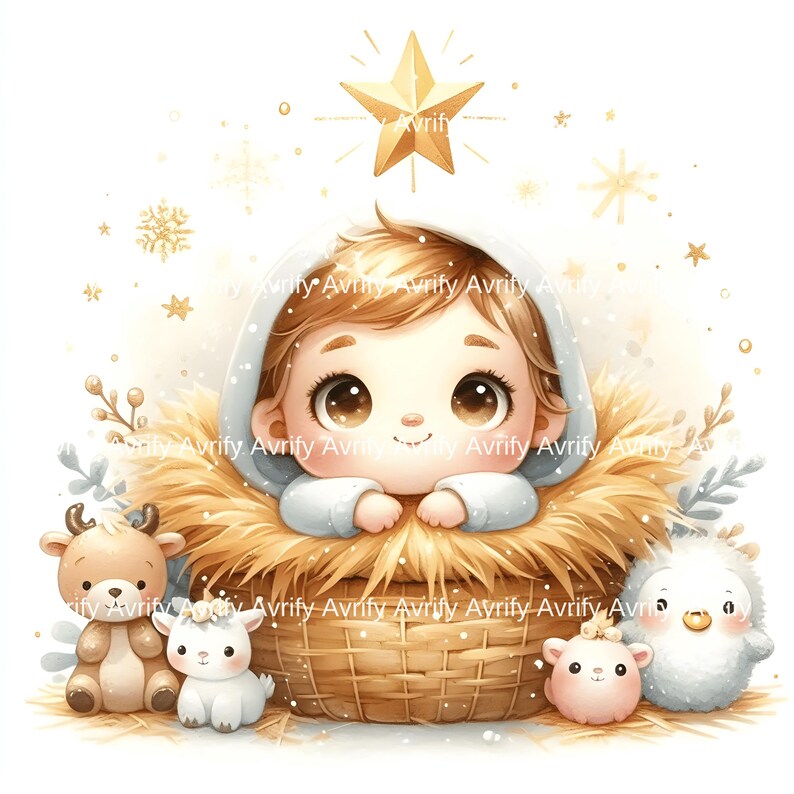 20 Cute Nativity Kids Clipart Bundle Holy Family Baby Jesus Wise Men ...