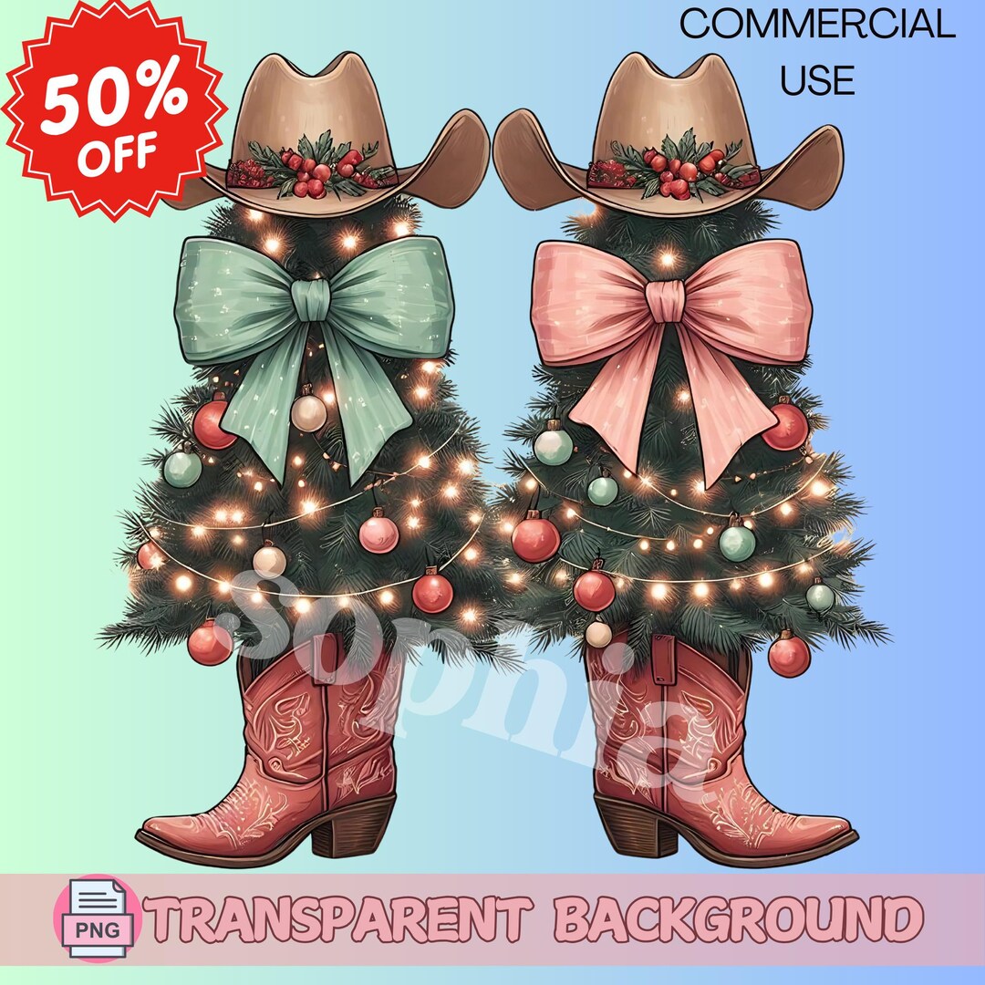 Cowgirl Boots Png, Western Christmas Png, Howdy Christmas, Retro ...