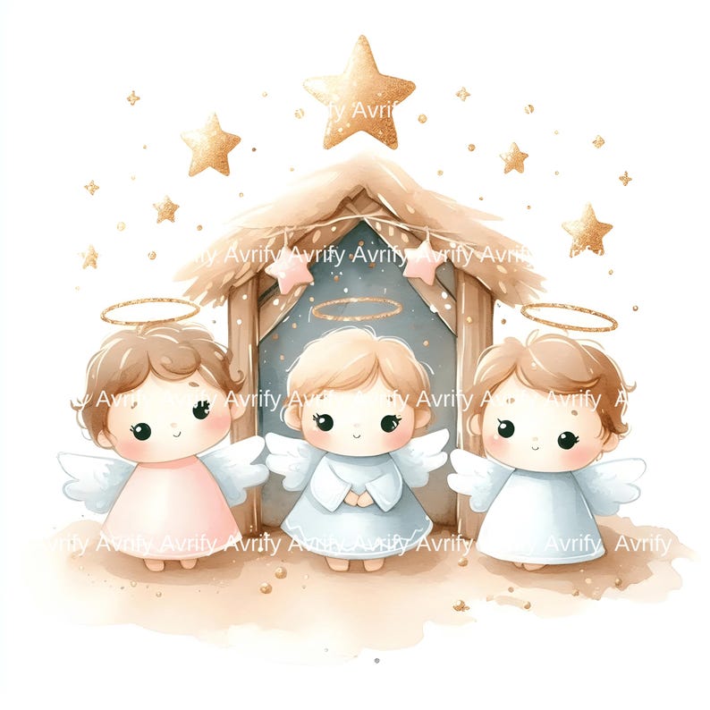 20 Cute Nativity Kids Clipart Bundle Holy Family Baby Jesus Wise Men ...