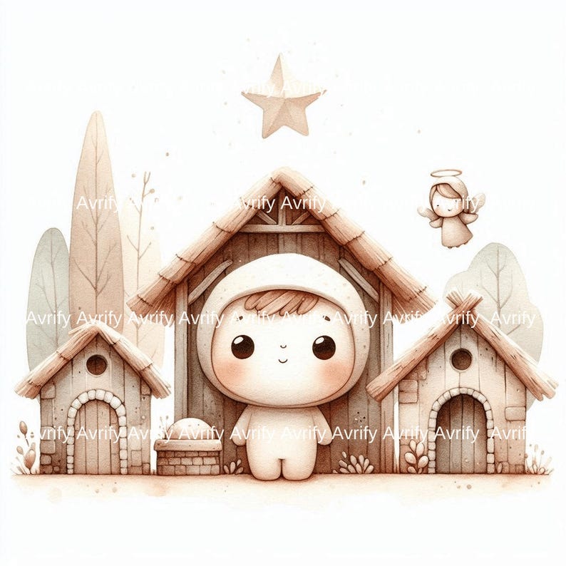 20 Cute Nativity Kids Clipart Bundle Holy Family Baby Jesus Wise Men ...