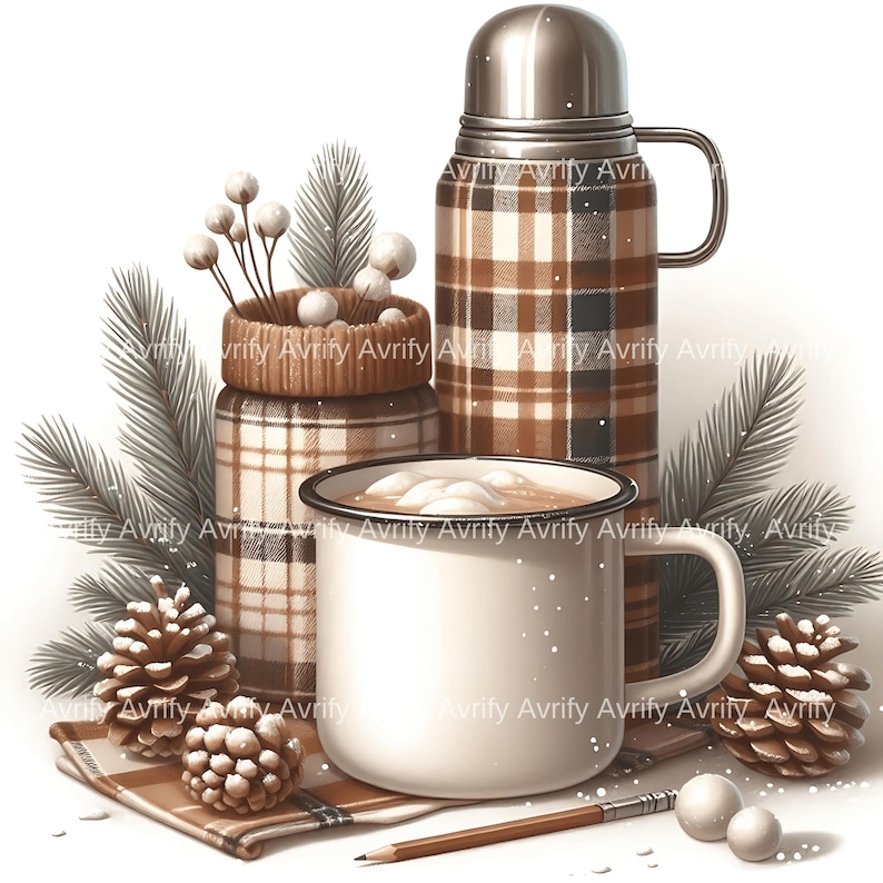 20 Christmas Coffee Clipart Bundle Hot Cocoa Holiday Latte Clip Art ...