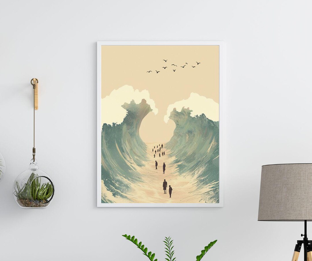 Moses Crossing the Red Sea Wall Art Boho Bible Verse Decor Modern ...