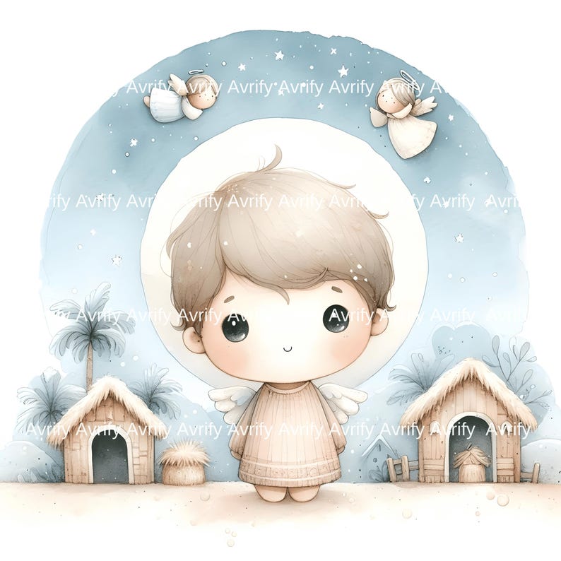 20 Cute Nativity Kids Clipart Bundle Holy Family Baby Jesus Wise Men ...