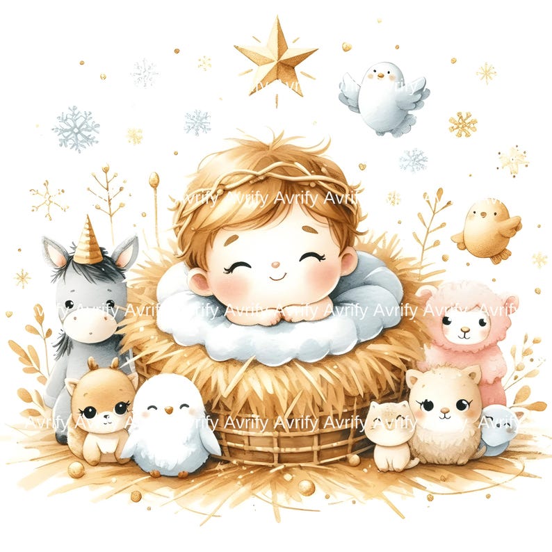 20 Cute Nativity Kids Clipart Bundle Holy Family Baby Jesus Wise Men ...