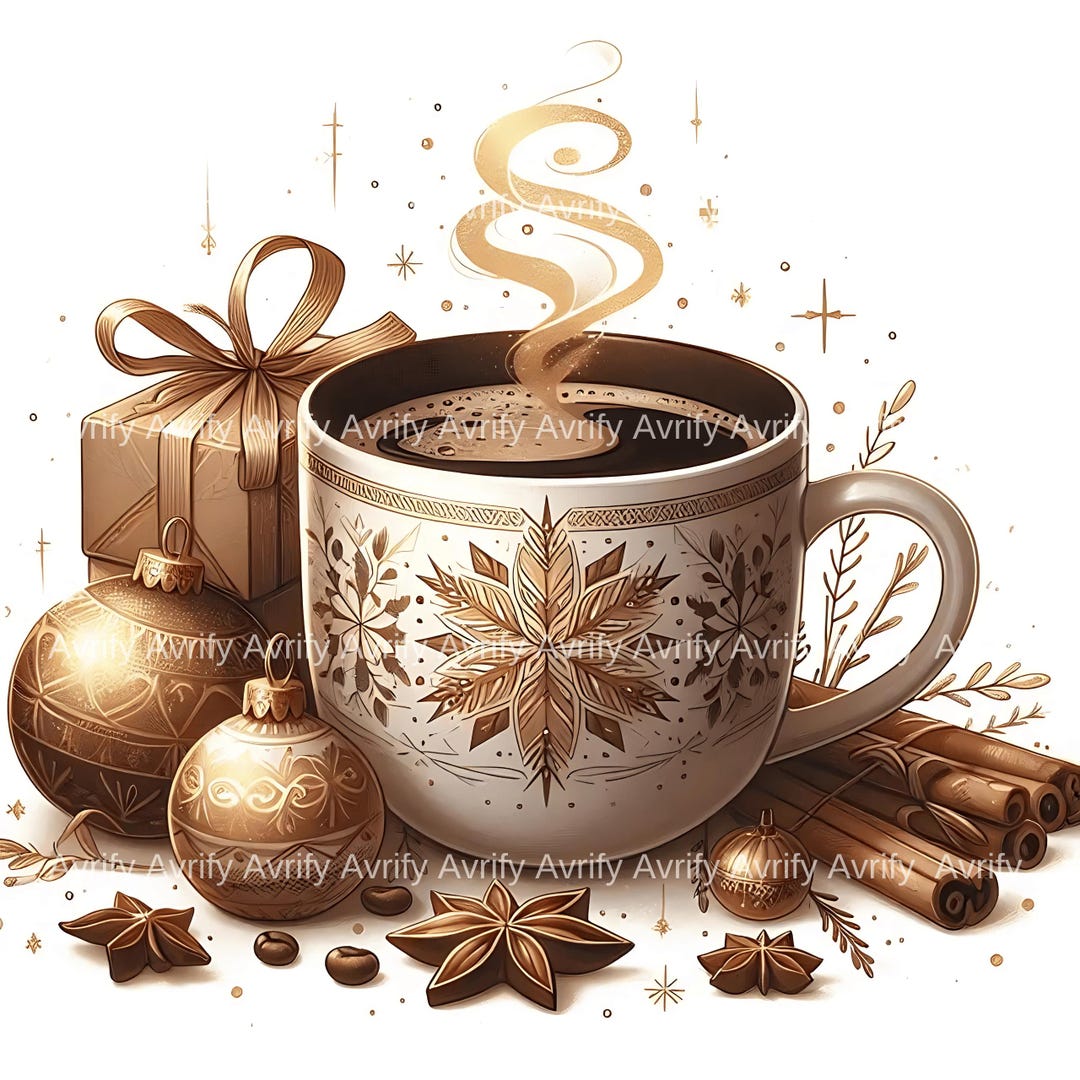 20 Christmas Coffee Clipart Bundle Hot Cocoa Holiday Latte Clip Art ...
