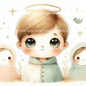 20 Cute Nativity Kids Clipart Bundle Holy Family Baby Jesus Wise Men ...