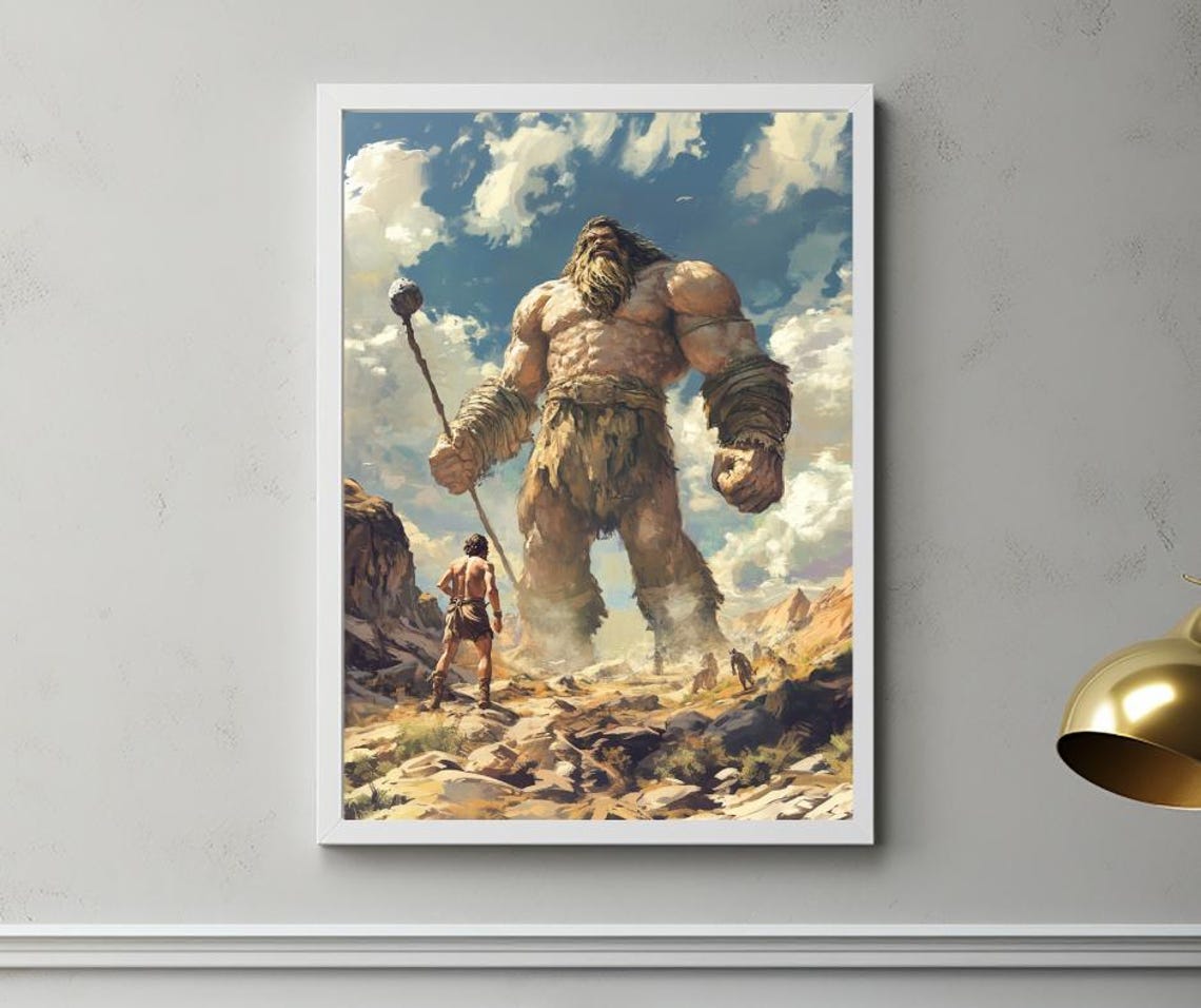 David and Goliath Wall Art Bible Wall Art Christian Wall Art Jesus Art ...