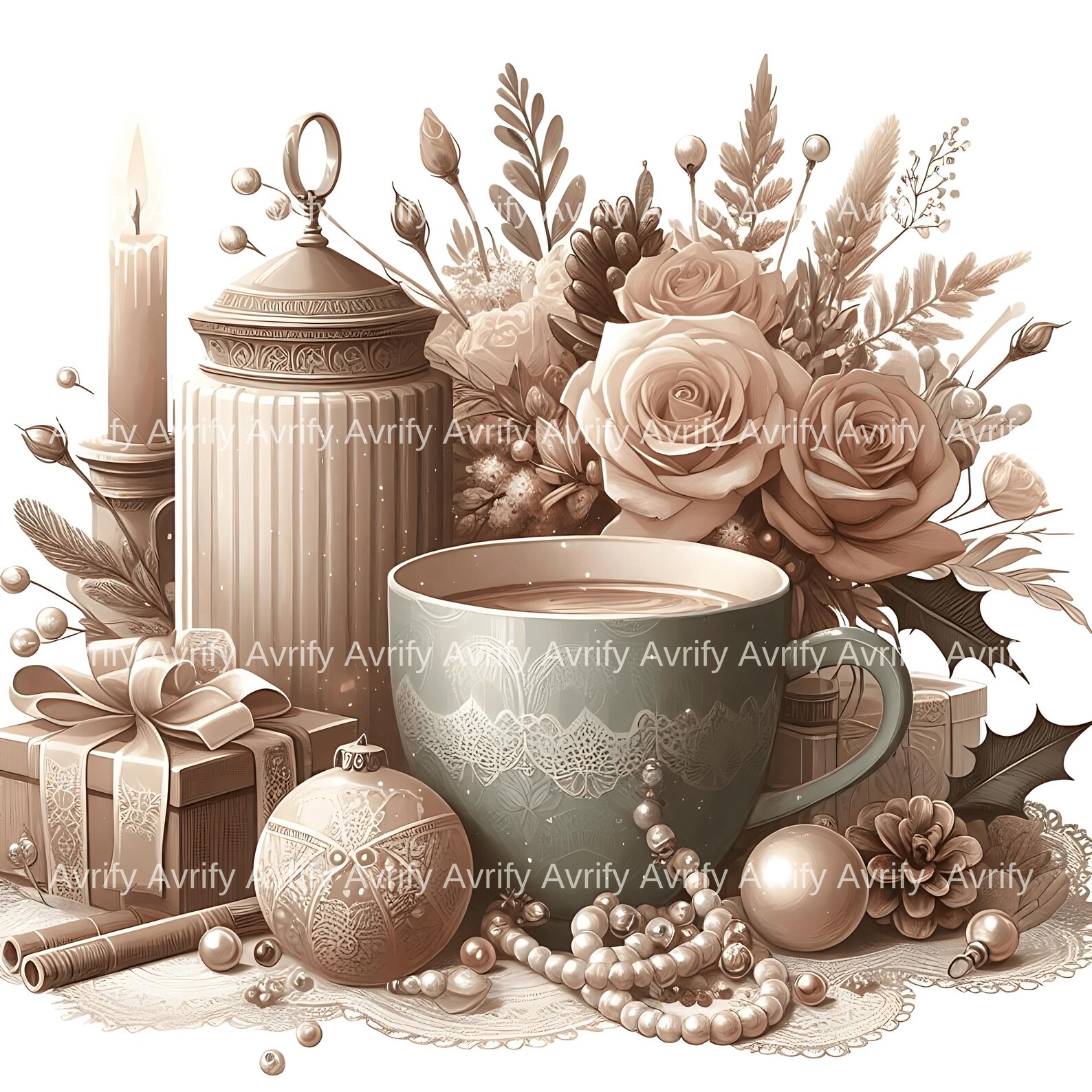 20 Christmas Coffee Clipart Bundle Hot Cocoa Holiday Latte Clip Art ...