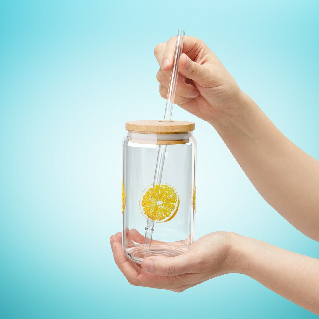 Citrus Sipper Glass Cute Lemon Cup Lemonade Glasses Picnic Cups Summer ...