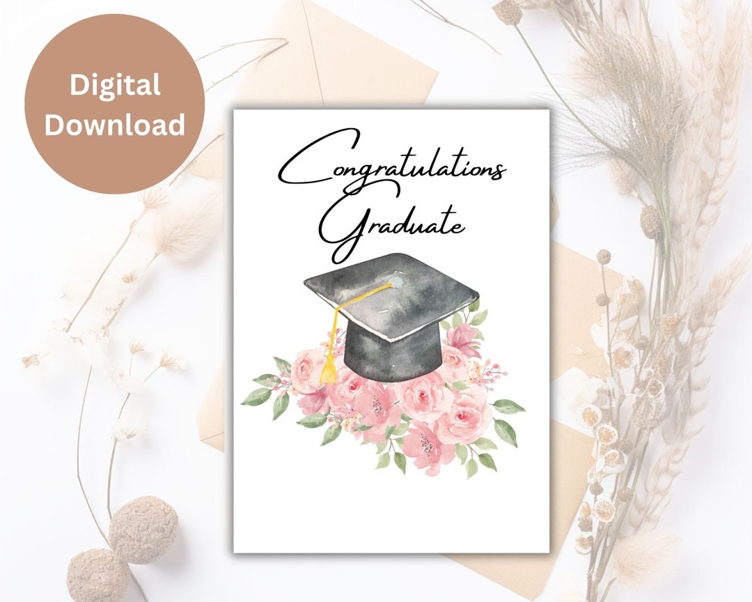 Printable Floral Graduation Card - Etsy