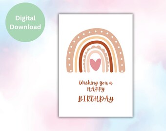 PRINTABLE Birthday Card Birthday Rainbow Card Instant Download Card ...