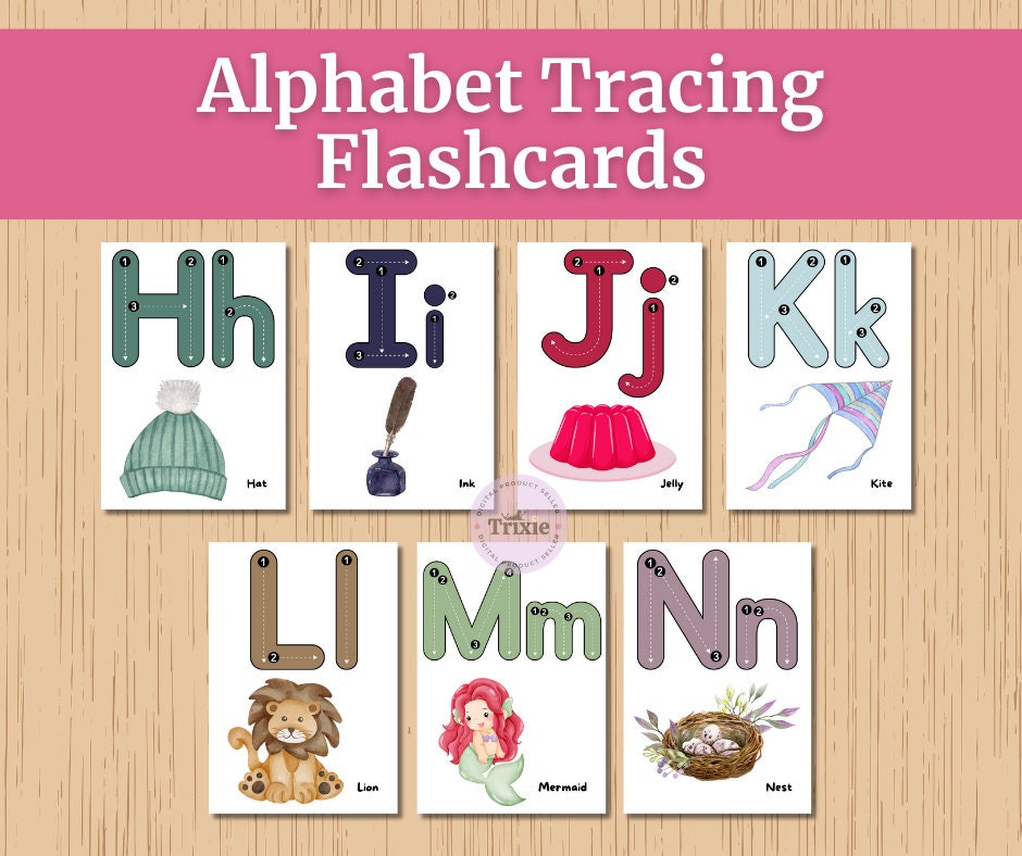 Alphabet Tracing Flashcards, Editable Template, Digital Files ...