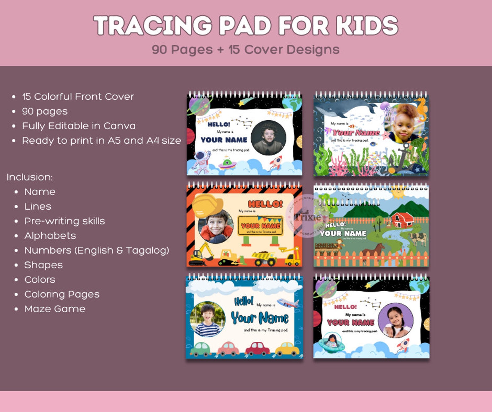 Editable Tracing Pads for Kids, Tracing Worksheets, Activity Sheets ...