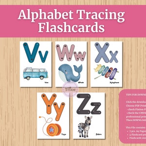 Alphabet Tracing Flashcards, Editable Template, Digital Files ...