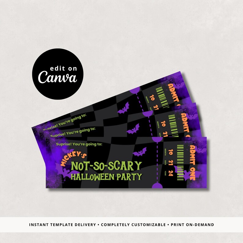 Mickey's Not-so-scary Ticket Template | Canva Editable Template ...