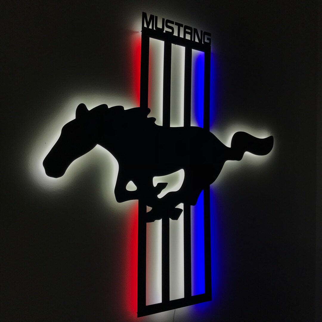 Mustang Led Metal Sign, Ford Mustang Car Sign, Mustang Horse Led Logo ...
