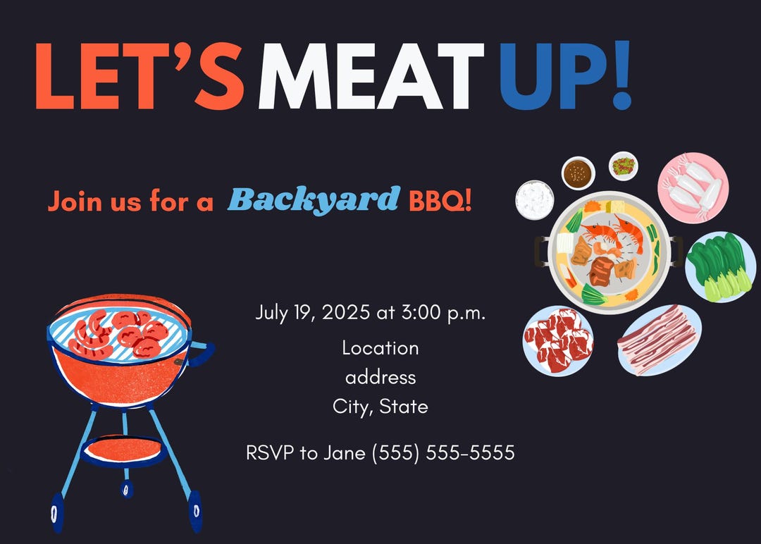 Let's MEAT Up! BBQ Invitation - Etsy