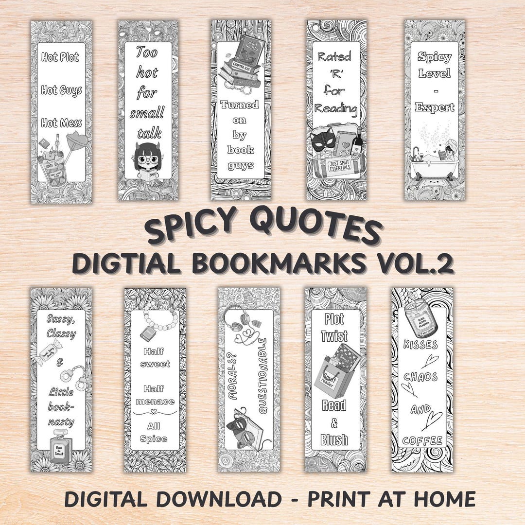 Spicy Quotes Digital Bookmarks | DIY Printable | Book Lover Gift ...