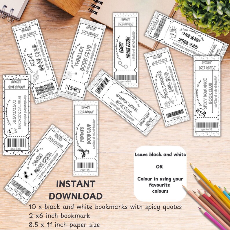 Book Club Ticket Bookmarks | Printable DIY, Cozy Reader Gift (digital ...
