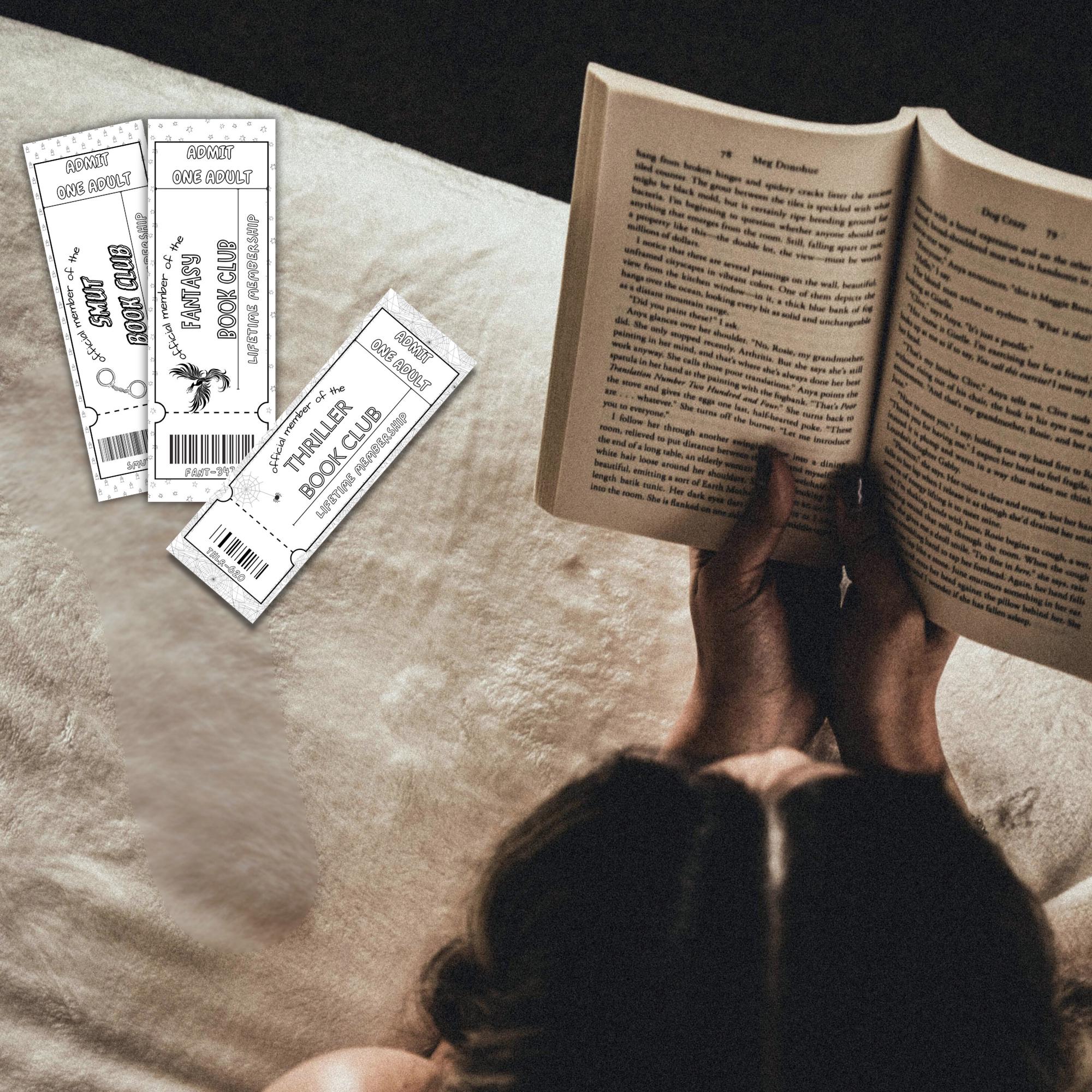 Book Club Ticket Bookmarks | Printable DIY, Cozy Reader Gift (digital ...