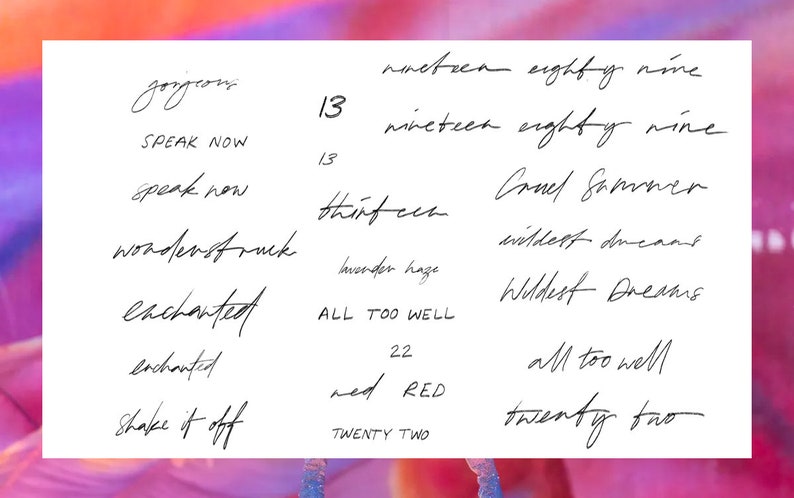 Eras Tour Flash Temporary Tattoo Sheet - Etsy